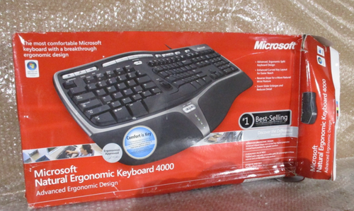 Microsoft Natural Ergonomic Keyboard 4000 v1.0 1048 USB Wired w/ Riser ...
