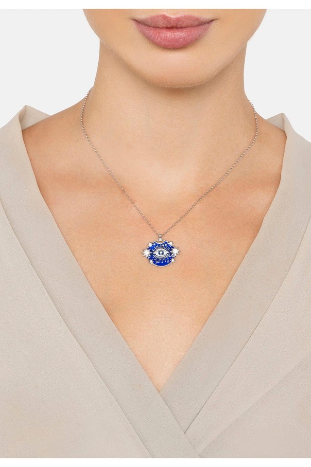 Celestial All Seeing Eye Necklace Blue Enamel Silver | eBay Australia