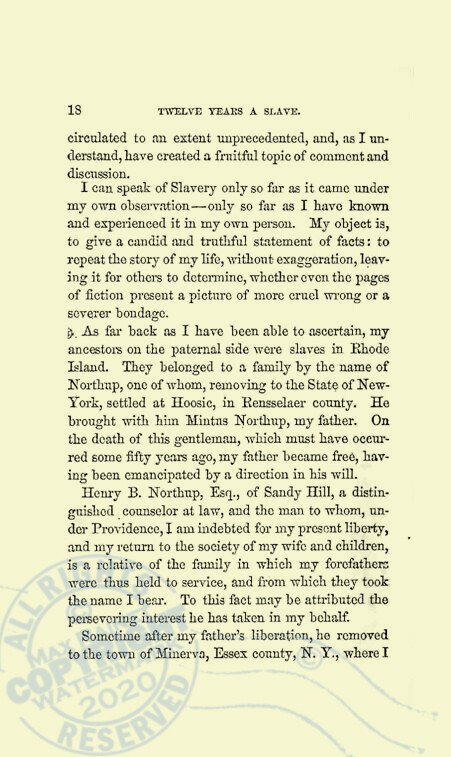 Solomon Northup * TWELVE 12 YEARS A SLAVE * Citizen New York Kidnapped ...