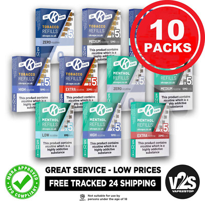 Ok Ecig OK Vape Refills Ecig Cigalike Nicocig Cartridge ** 10 Packs of ...