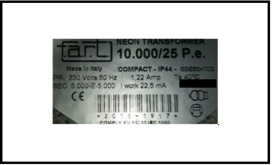 FART Neon Transformer 10kv 25Ma - 10.000/25 P.e. | eBay UK