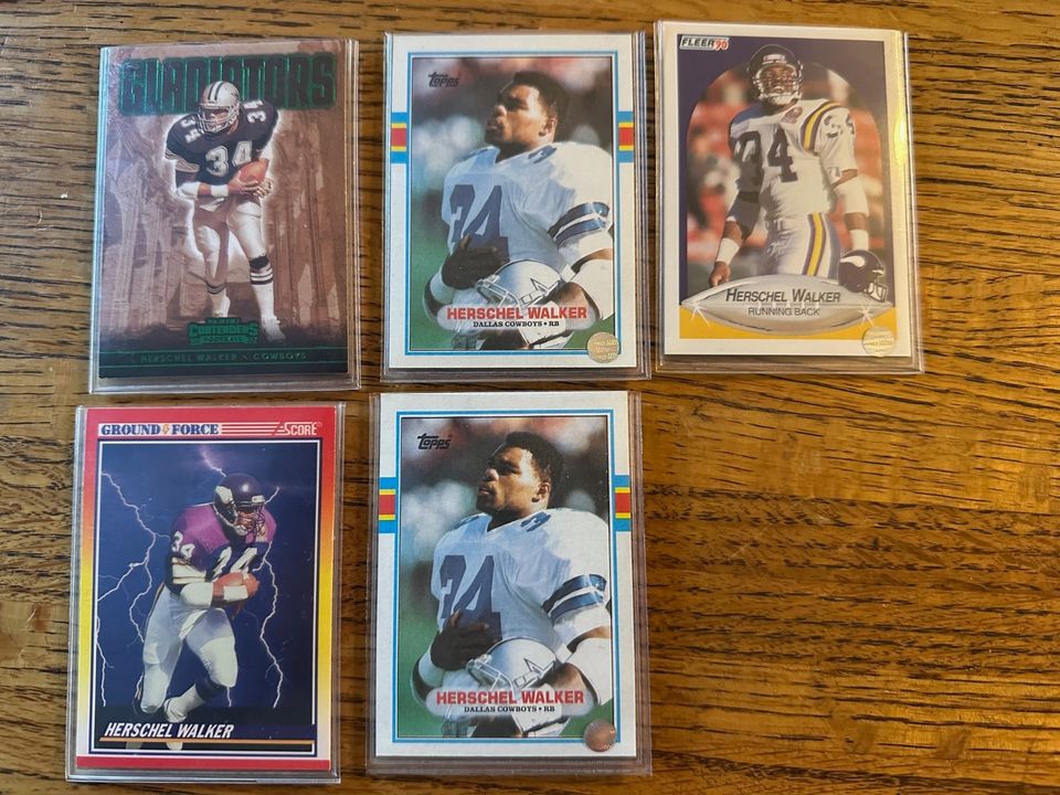 Herschel Walker lot. 17 raw football cards. Excellent condition. 89 ...