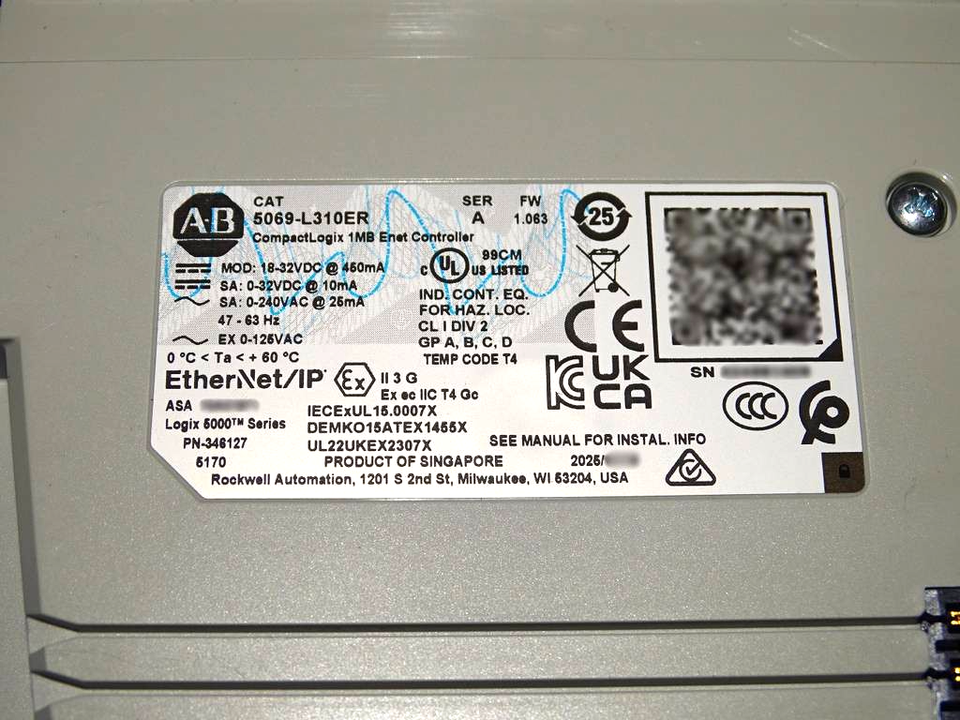 2025 Allen Bradley 5069-L310ER ORIGINAL FW 1.063 NEVER UPGRADED 0 Min ...