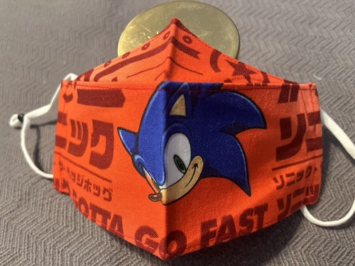 Sonic the hedgehog 3D 100% Cotton Handmade Face Mask. Fits Teens/Ladies ...