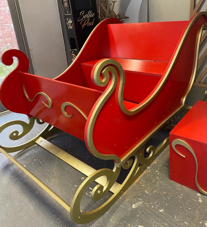 Commercial Full Size 8FT X 4FT Santa Christmas Sleigh PAINTED indoor ...