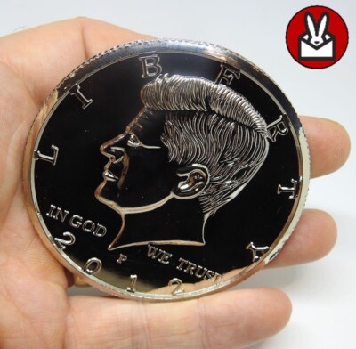 JUMBO COIN KENNEDY HALF DOLLAR BIG MONEY MAGIC TRICK METAL GIANT PROP 7 ...