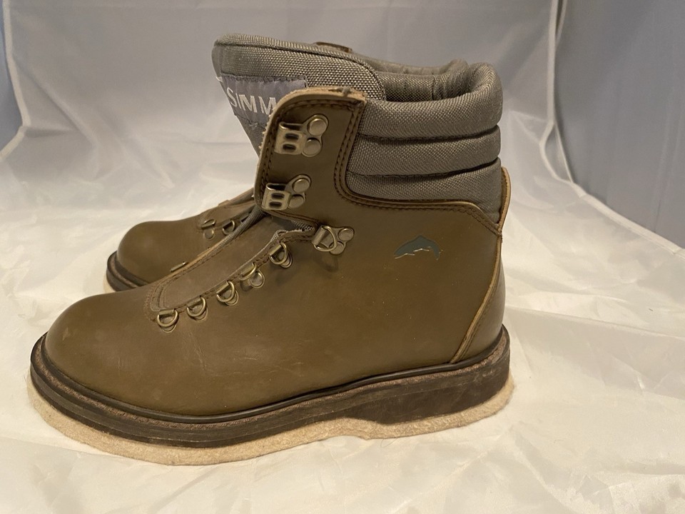 Simms Freestone Felt Sole Fly Fishing Wading Boots Brown Leather Men's ...