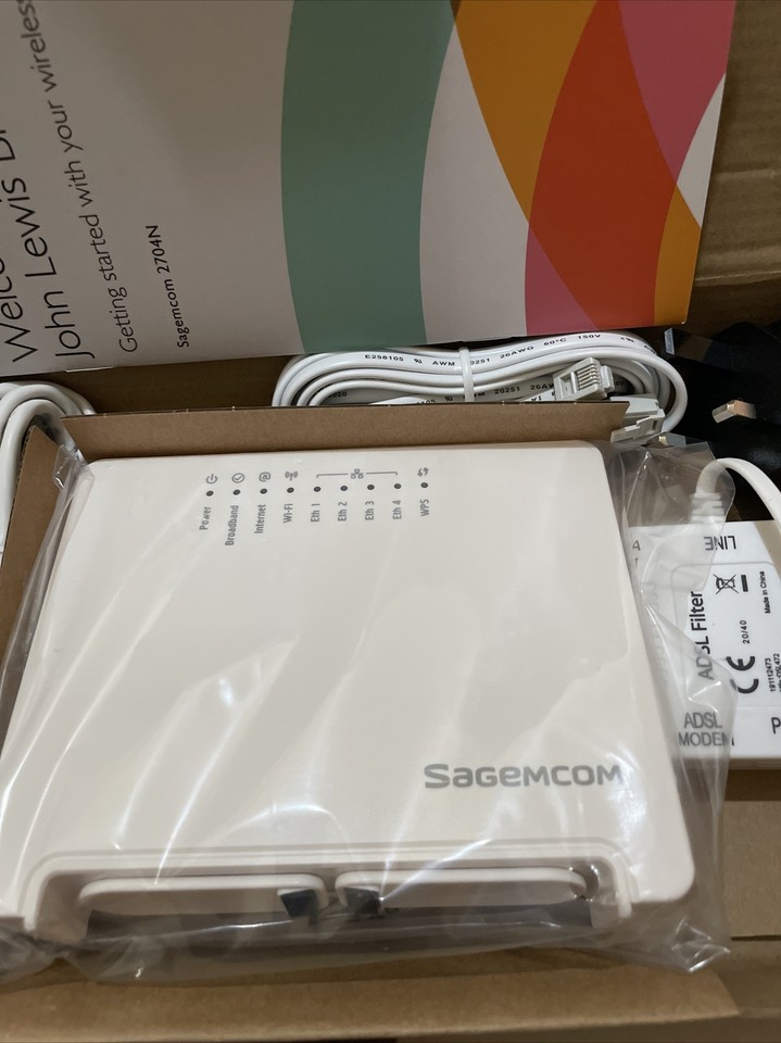 SAGEMCOM-NHJPF6 JOHN LEWIS Broadband ADSL Router | eBay UK