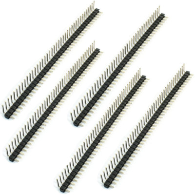5 x 40 Pin 2.54mm Male PCB Single Row Right Angle Header Strip ...