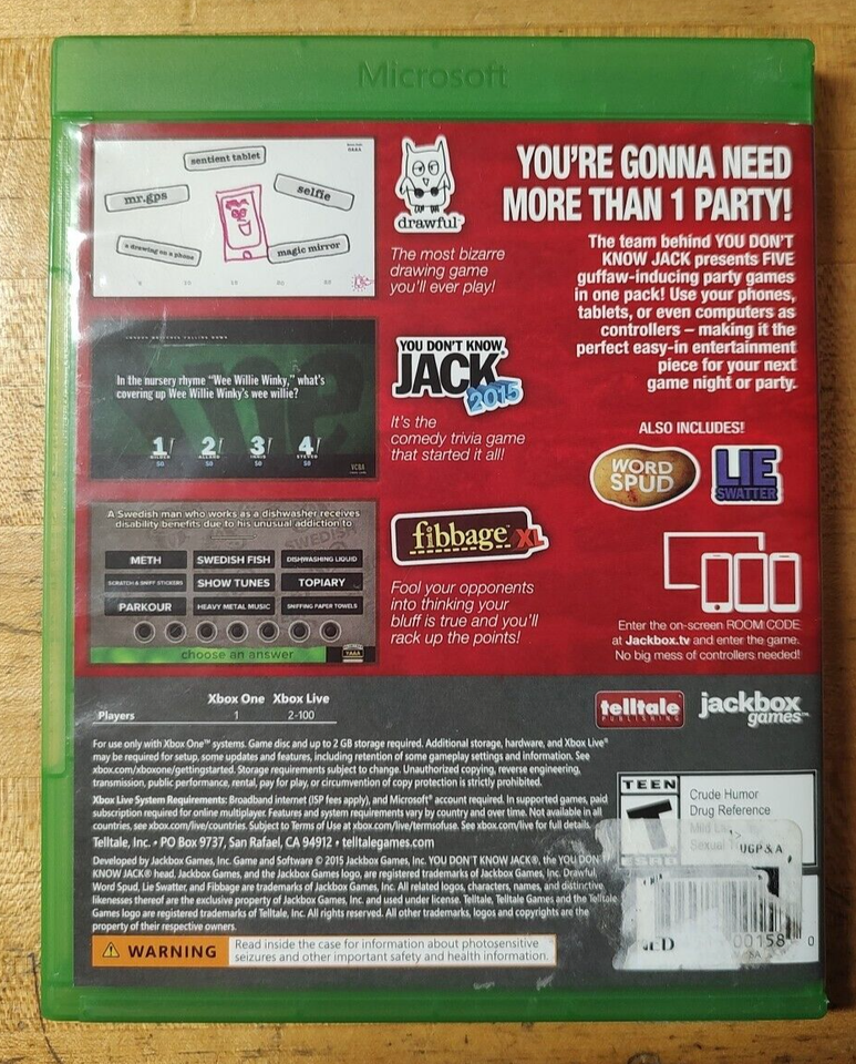 Jackbox Party Pack (Microsoft Xbox One, 2015) - Good Used - Tested ...