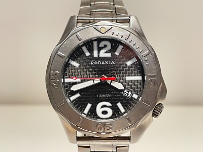 RETRO ALL TITANIUM DIVER STYLE QUARTZ MEN'S WATCH "RODANIA" CARBON ...
