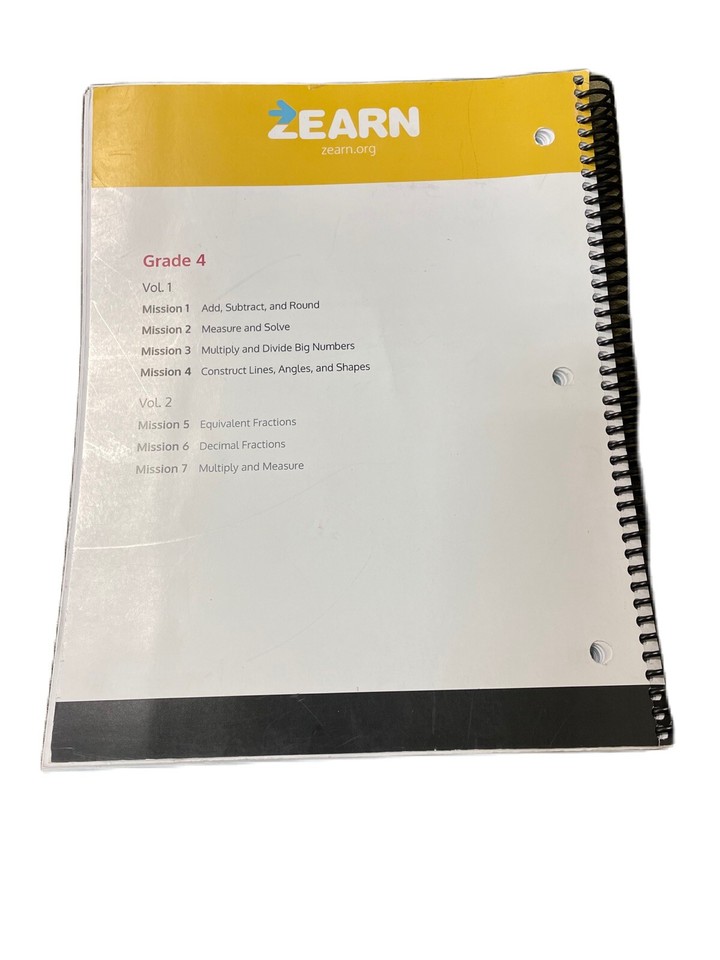 Zearn Curriculum Grade 4 Volume 1 (Missions 1-4) Homeschool Textbook ...