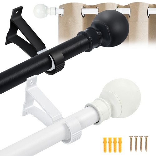 Curtain Pole Poles for Windows Extendable 25mm With Round Finials ...