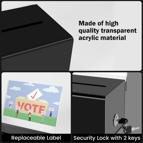 Acrylic Donation Box with Lock Clear Ballot Box with Removable Sign ...