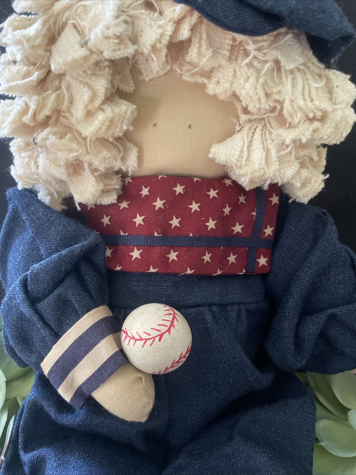 Vtg 1980's Country Rag Doll Handcrafted- Americana Baseball Boy | eBay