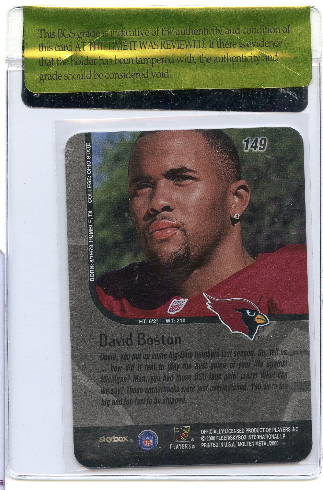 1999 Skybox Molten Metal - #149 David Boston (RC) for sale online | eBay