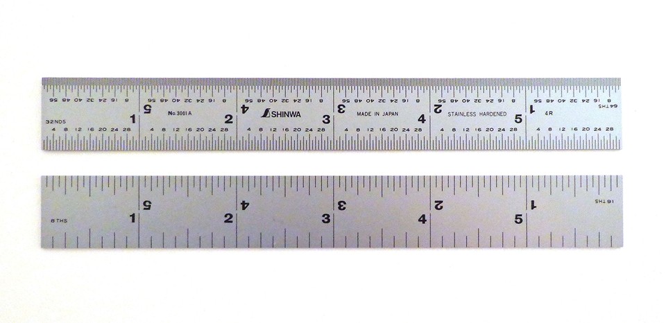 Shinwa 6 Rigid Zero Glare 4R Machinist Rule Ruler 1/8 1/16 1/32 1/64 ...