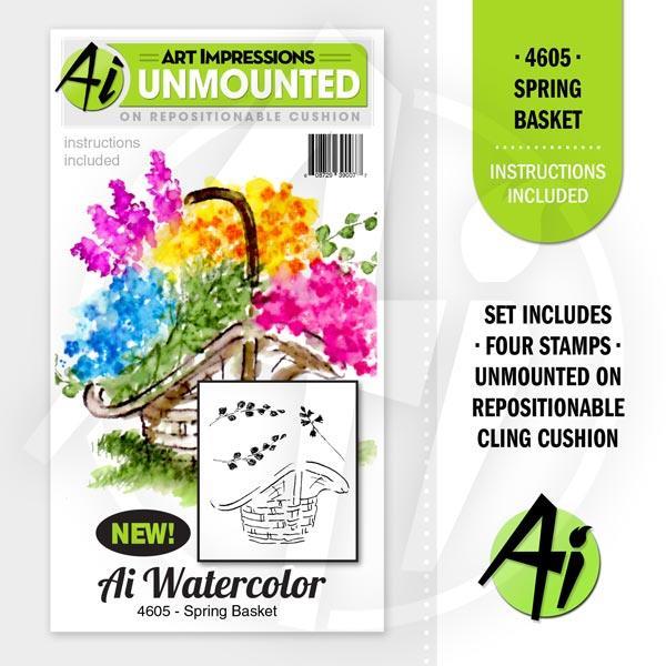 Art Impressions Watercolor Stamp Set Flowers Foliage, Trees, Birdhouse ...