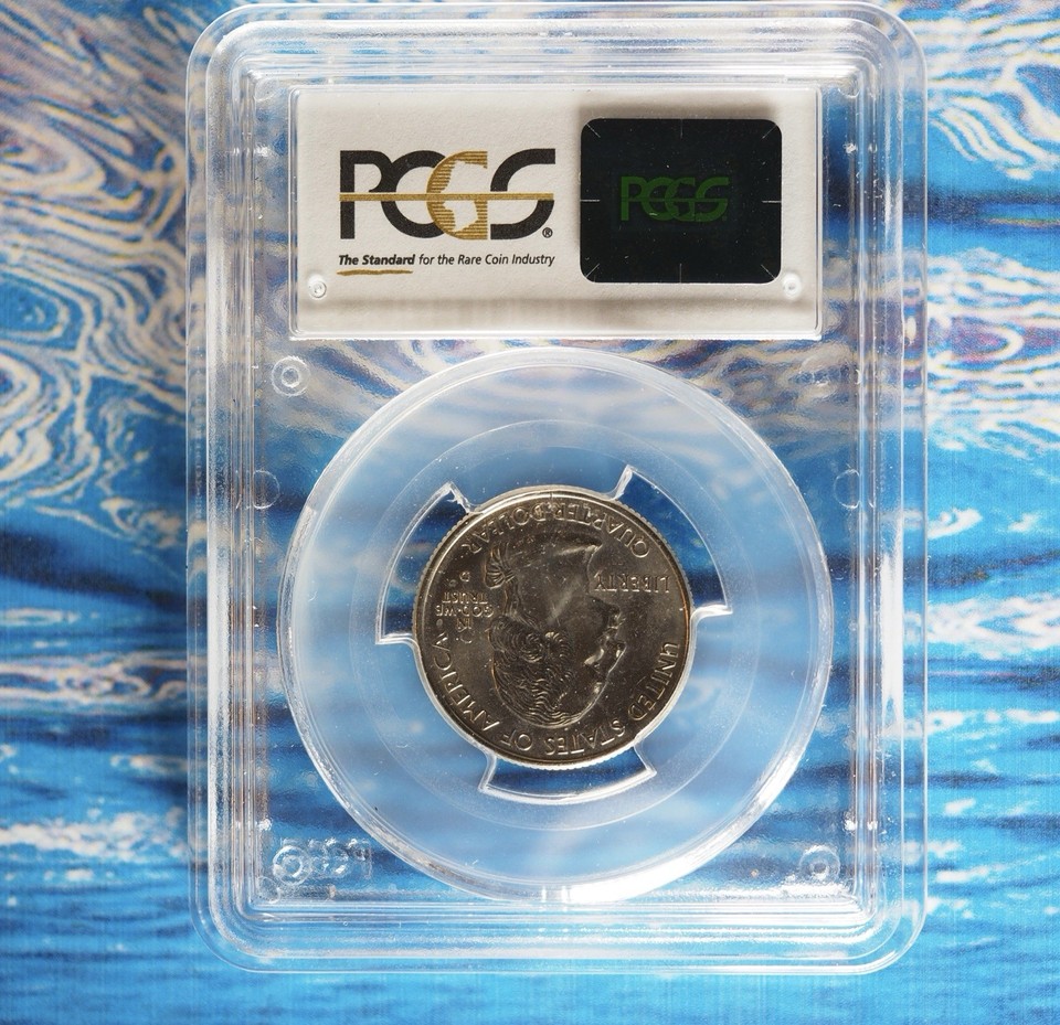 2004 D, Washington Quarter, Wisconsin, PCGS MS65 Extra Low Leaf Error ...