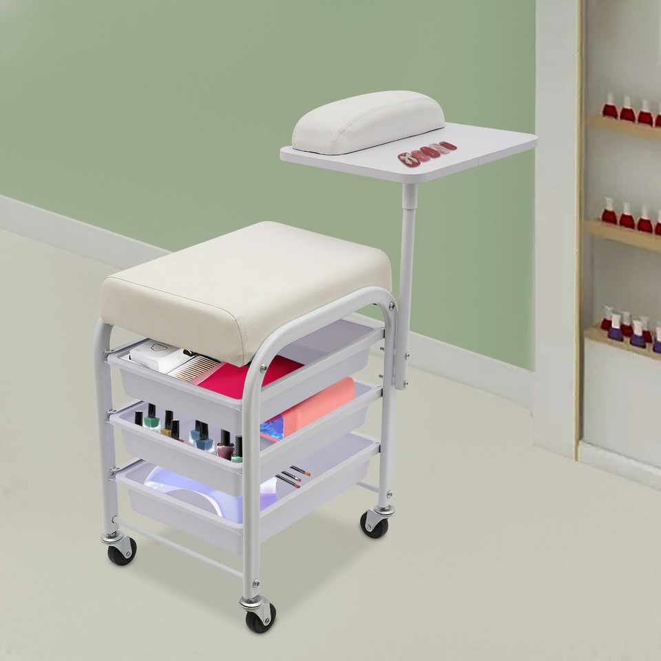 Mobile Beauty Salon Nail Cart With 3-tier Drawers 4 Universal Wheels ...