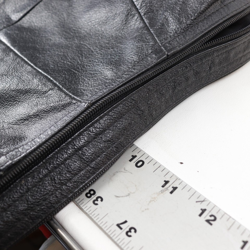 Vintage Genuine Leather Handbag Women M Black Lined Sections Purse ...