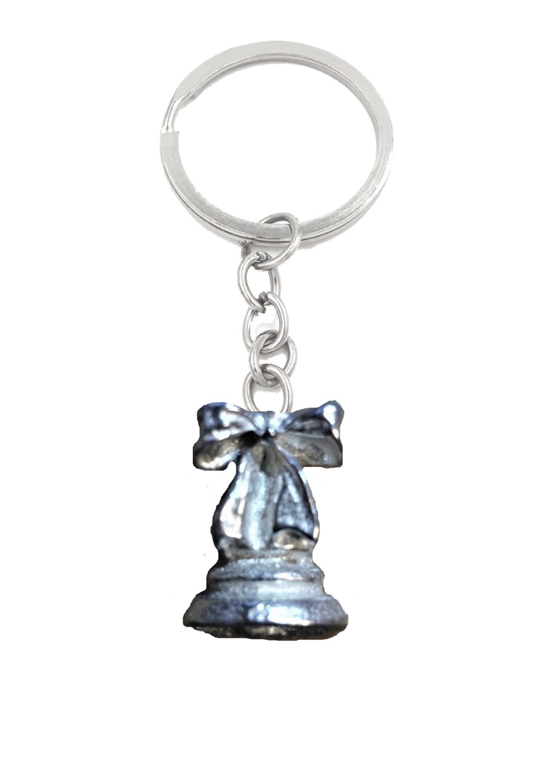 ft210 Bell & Bow 1.6x2.2cm English Pewter on a Split Ring Keyring | eBay UK