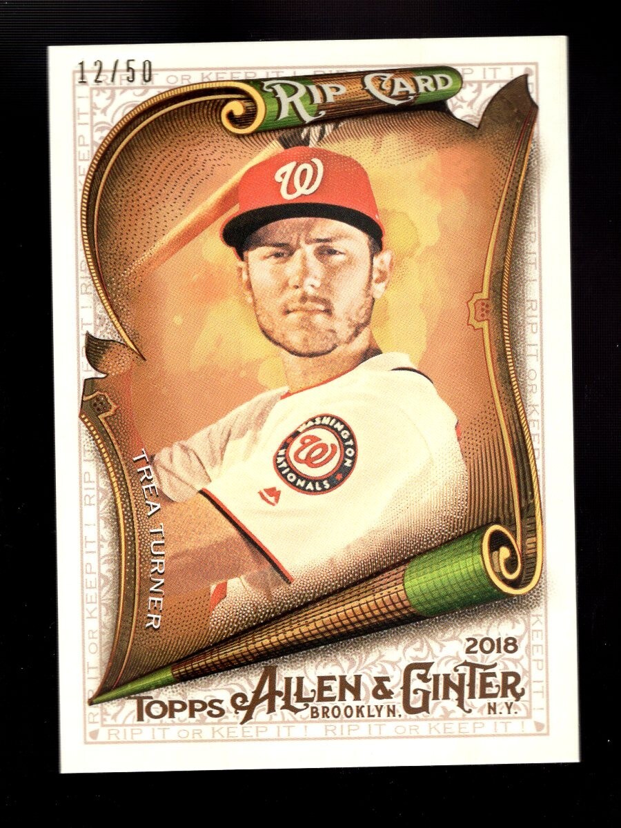 2018 TOPPS ALLEN & GINTER TREA TURNER RIP CARD 12/50 NATIONALS RIPPED ...