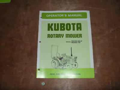 Kubota RC48-62-F RC60-72 Rotary Mower Owner Operator Maintenance Manual ...
