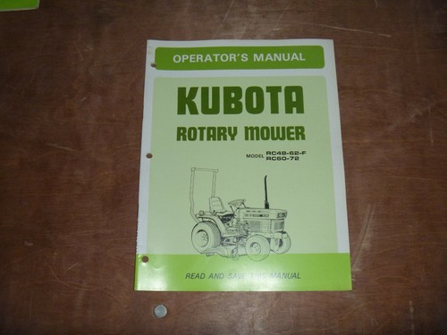 Kubota RC48-62-F RC60-72 Rotary Mower Owner Operator Maintenance Manual ...