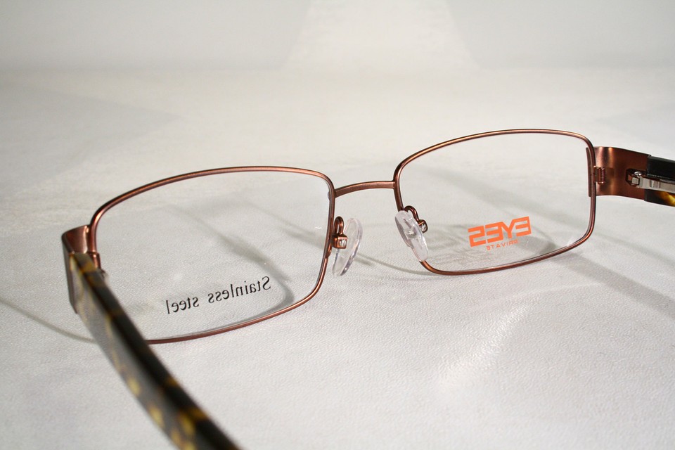 New PRIVATE EYES Unisex Large Copper Brown Eyeglasses Optical Frames ...