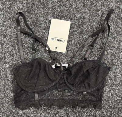 FEMME LUXE Black Lace Detail Crop Top, Size 8, New With Tag, sf | eBay