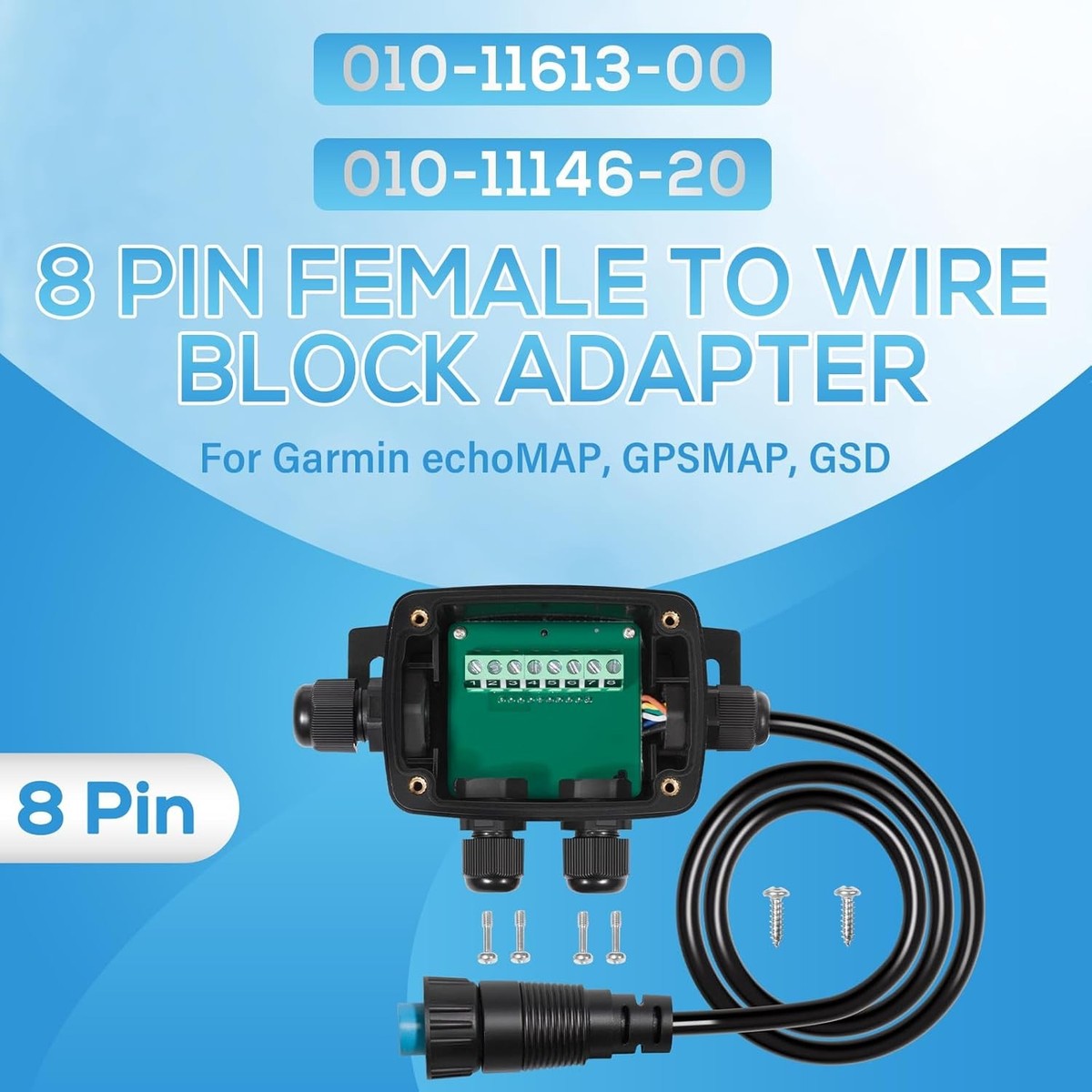 Garmin Transducer For Garmin EchoMAP 50dv/50s/70dv 8-Pin Female To Wire ...
