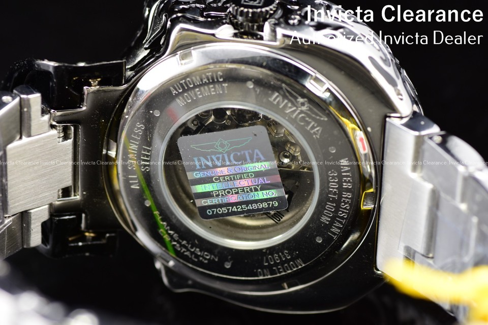 RARE Invicta Artist 51mm Automatic SKULL Dial MOVING JAW Mens Silver ...