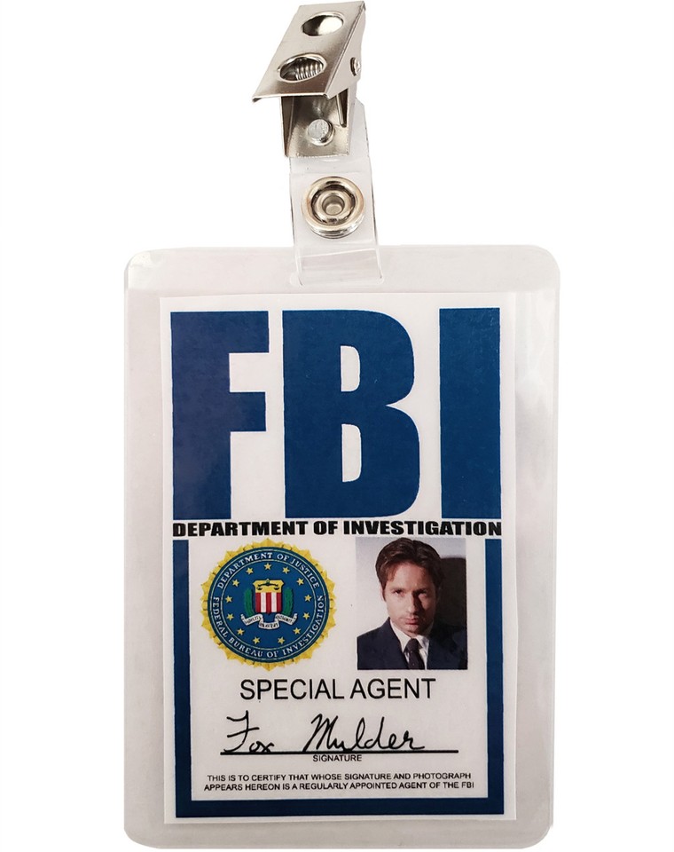 Fox Mulder X FILES FBI ID Badge Name Tag Card Prop for Costume ...
