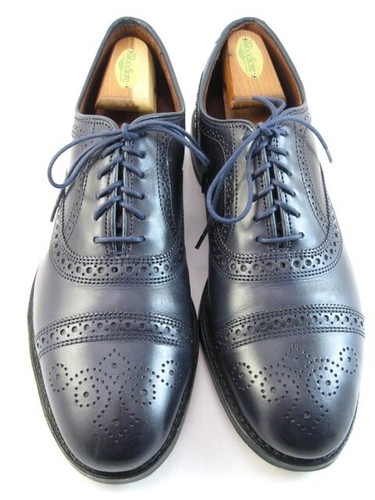 Allen Edmonds "STRAND" Men's Leather Cap-Toe Oxfords 9.5 D Navy USA ...