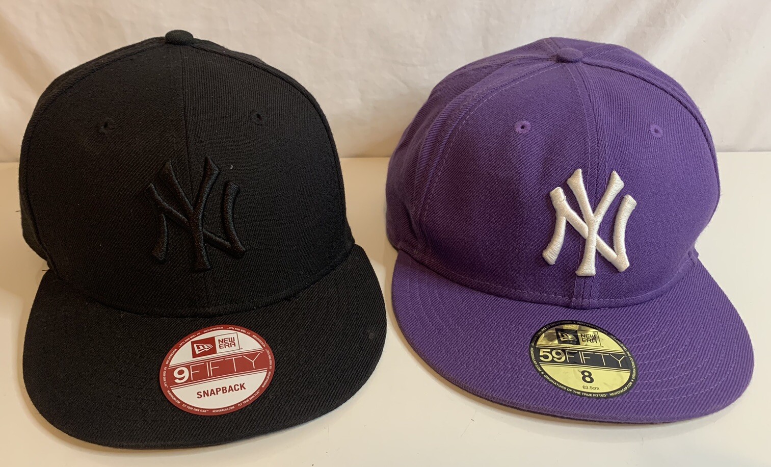 New Era Lot of 2 New York Yankees MLB Hats Size 8 & OSFA Black Purple ...