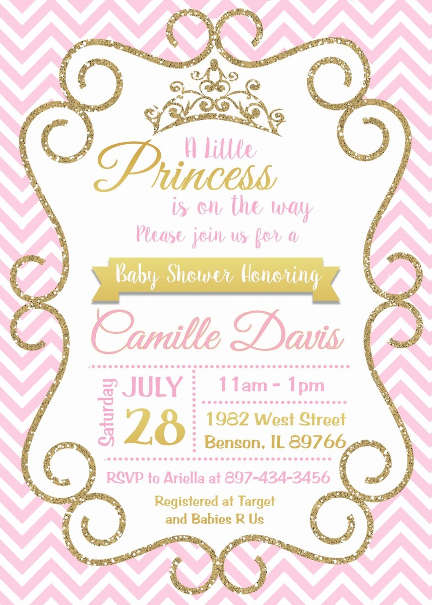 Princess Baby Shower Invitation Layouts Free, Custom Printable Baby