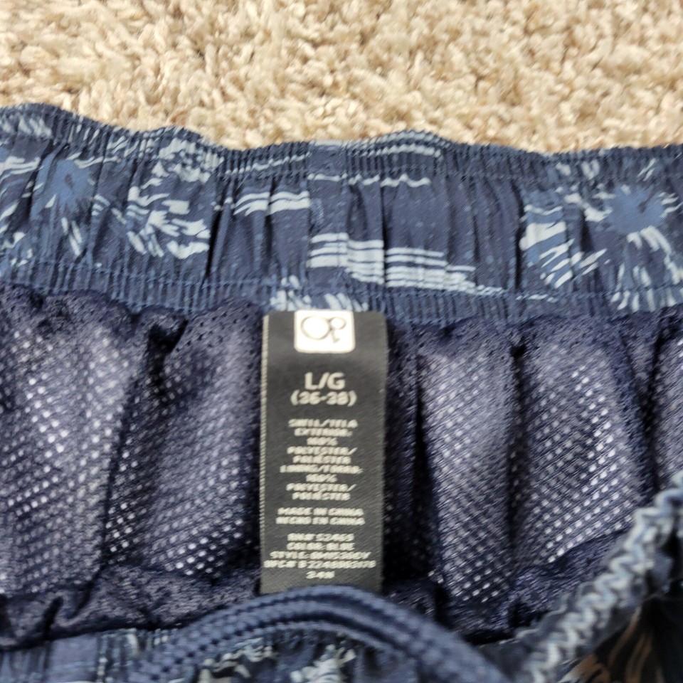 OP Ocean Pacific Swim Trunks Mens Large 36-38 Blue Floral Mesh Lined ...