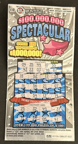 Vintage Collectible Losing NJ Scratch Off Lottery Ticket - Bent - No ...