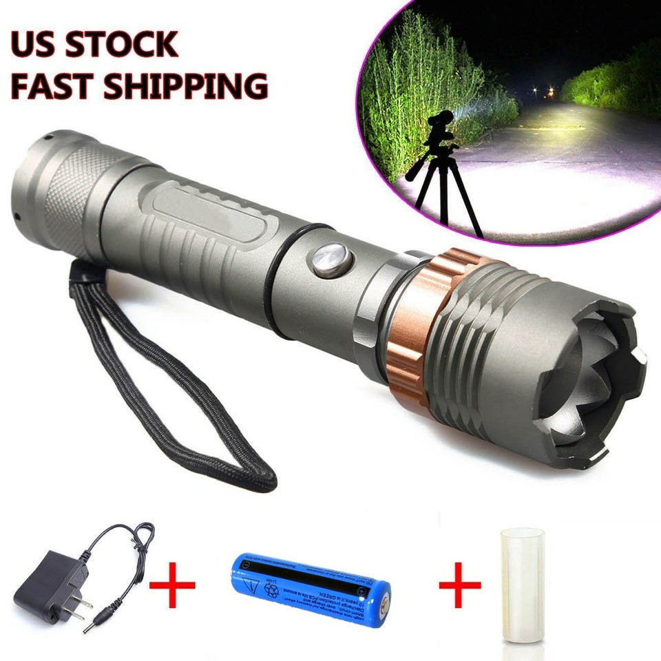 Brightest 9500000LM High Power Police Tactical Flashlight Rechargeable ...