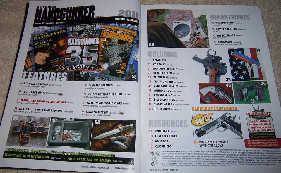 American Handgunner Magazine January/February 2011 Springfield Armory ...