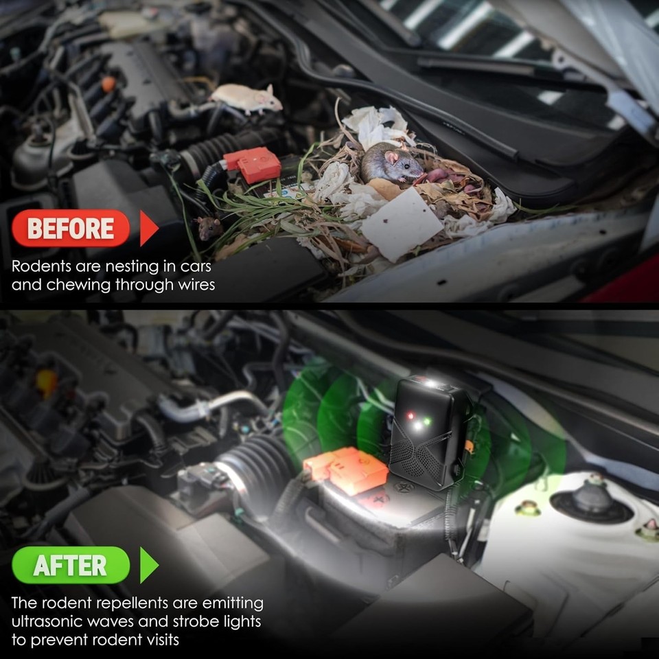 Ultrasonic Rodent Repellent for Car Engine – Battery Powered Under Hood ...