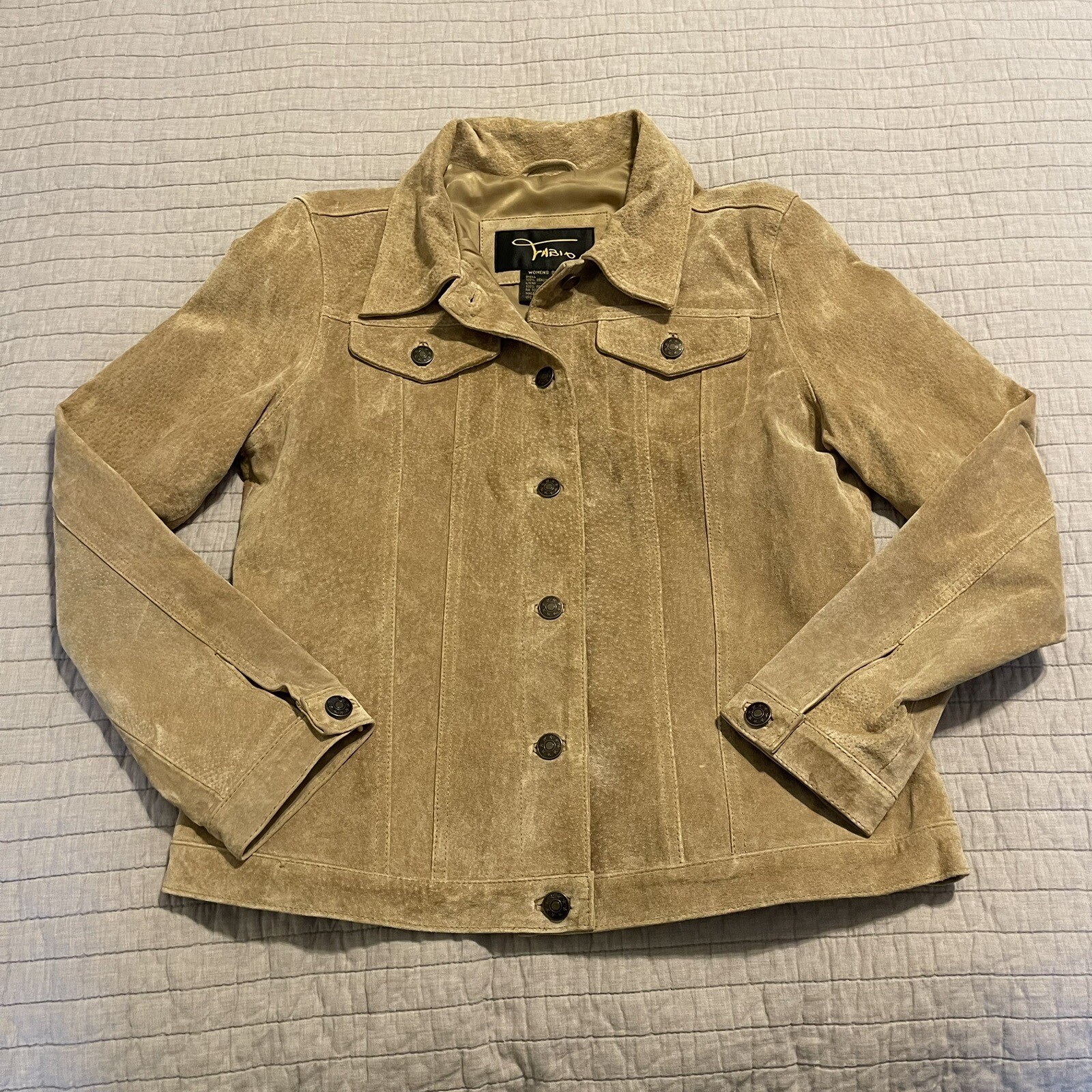 Vintage Fabio Beige Trucker Style Jacket Women's Smal… - Gem
