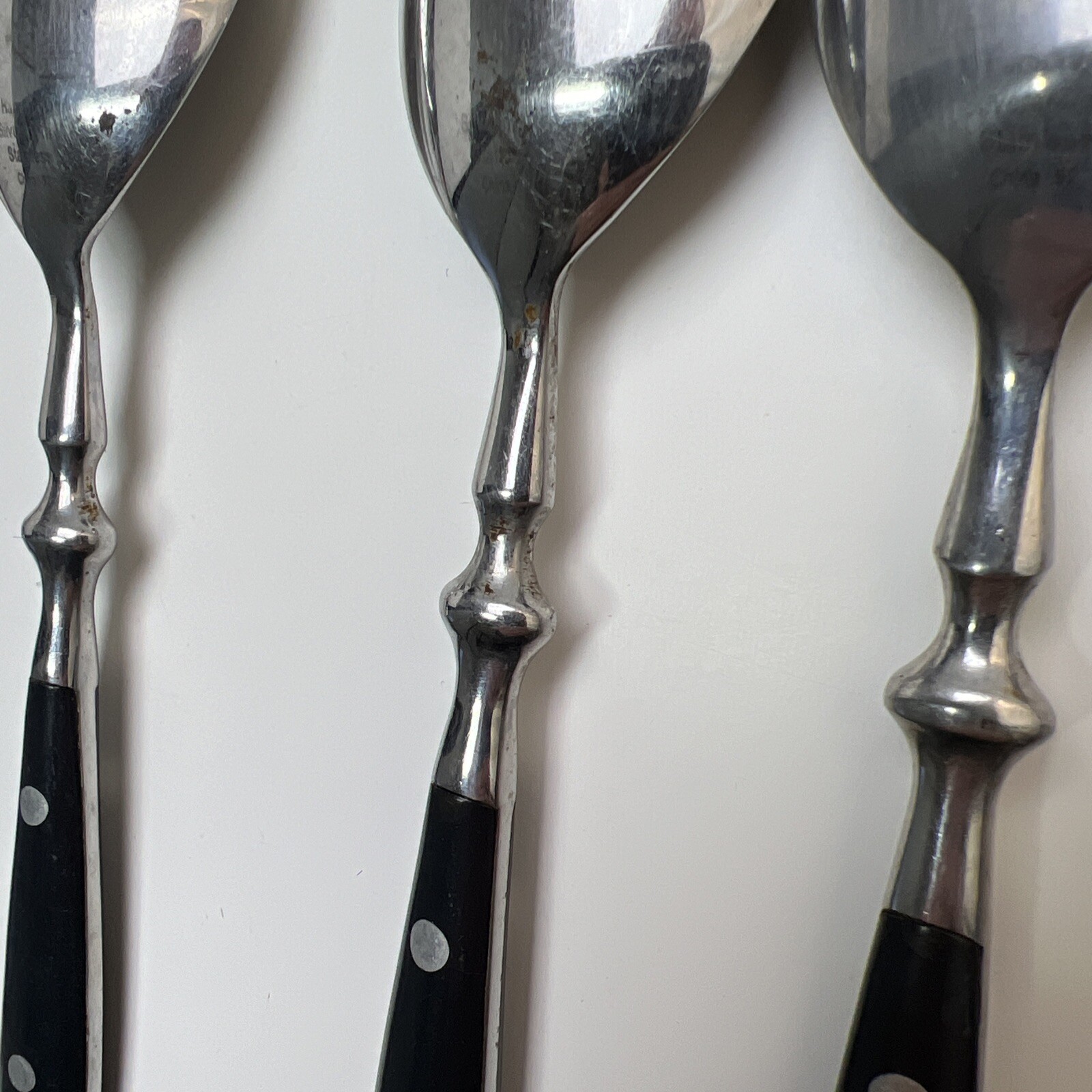 6 - Hampton Silversmiths BISTRO BLACK/Blue Rivets Stainless 7 5/8" SOUP ...