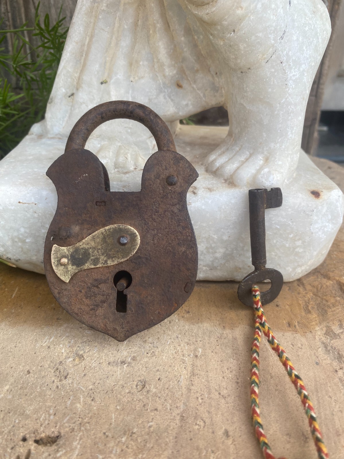 Antique Hand Crafted Iron & Brass Made Padlock Old Indian House Safety ...