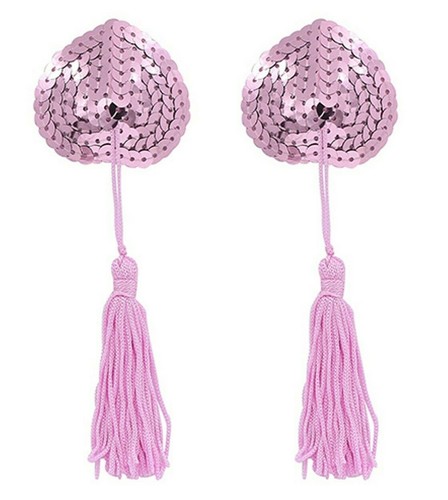 Heart Shape Sequin Nipple Covers Pasties with Tassels- 9 colors - Sexy ...
