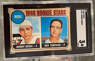 1968 TOPPS #247 JOHNNY BENCH/RON TOMPKINS RC ~ REDS ROOKIE STARS CARD ...