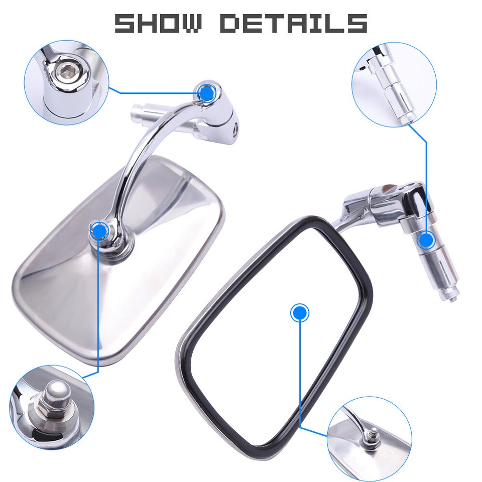 7/8" Motorcycle Chrome Bar End Rear Mirror For Triumph Thruxton 900 ...