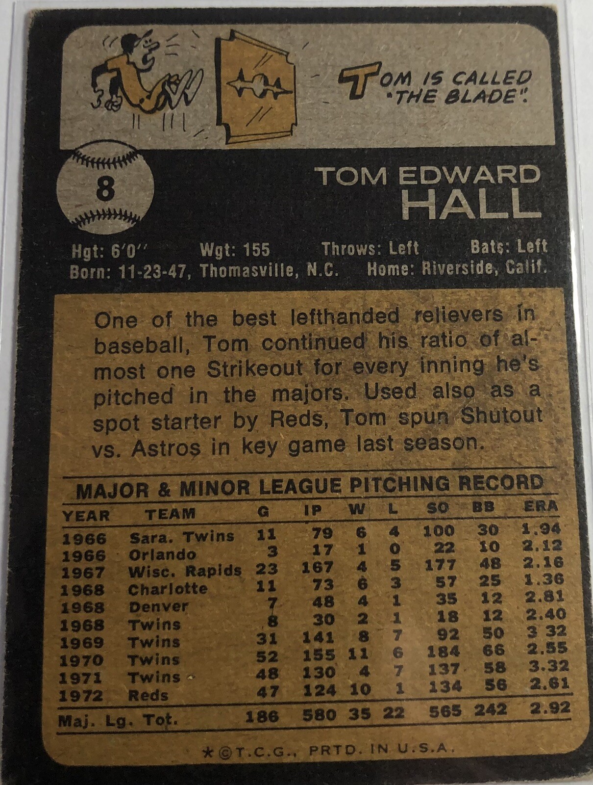 1973 Topps - #8 Tom Hall for sale online | eBay