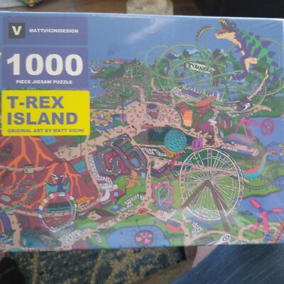 1000 Piece Jigsaw Puzzle T-Rex Island Dinosaur Art by Matt Vicini ...
